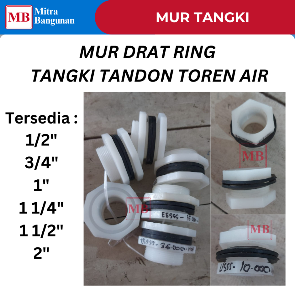Mur DRAT RING 1/2" WATER TOREN TANDON TANK | 3/4" | 1" | 1 1/4" | 1 1/2 ...