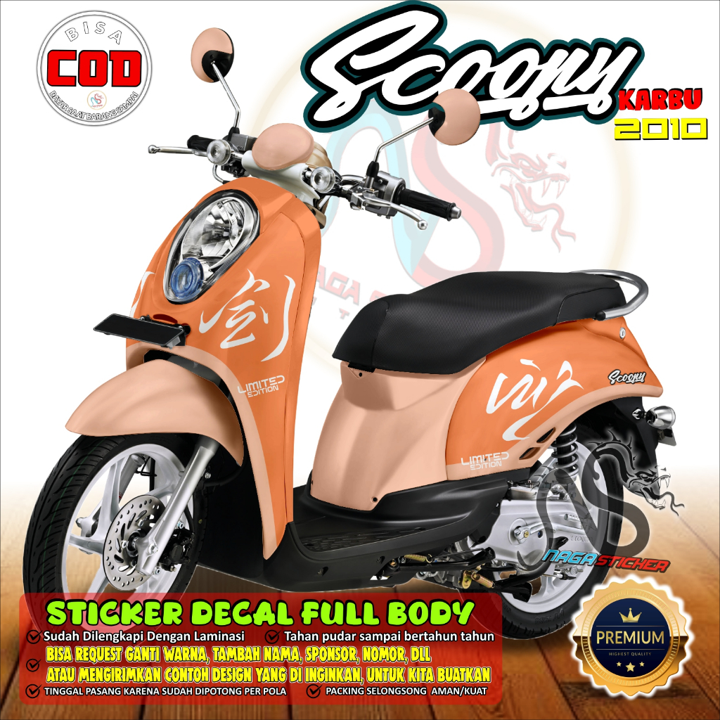 2010 Honda Scoopy Karbu Full Body Sticker Decal Simple Motif CA6007 ...