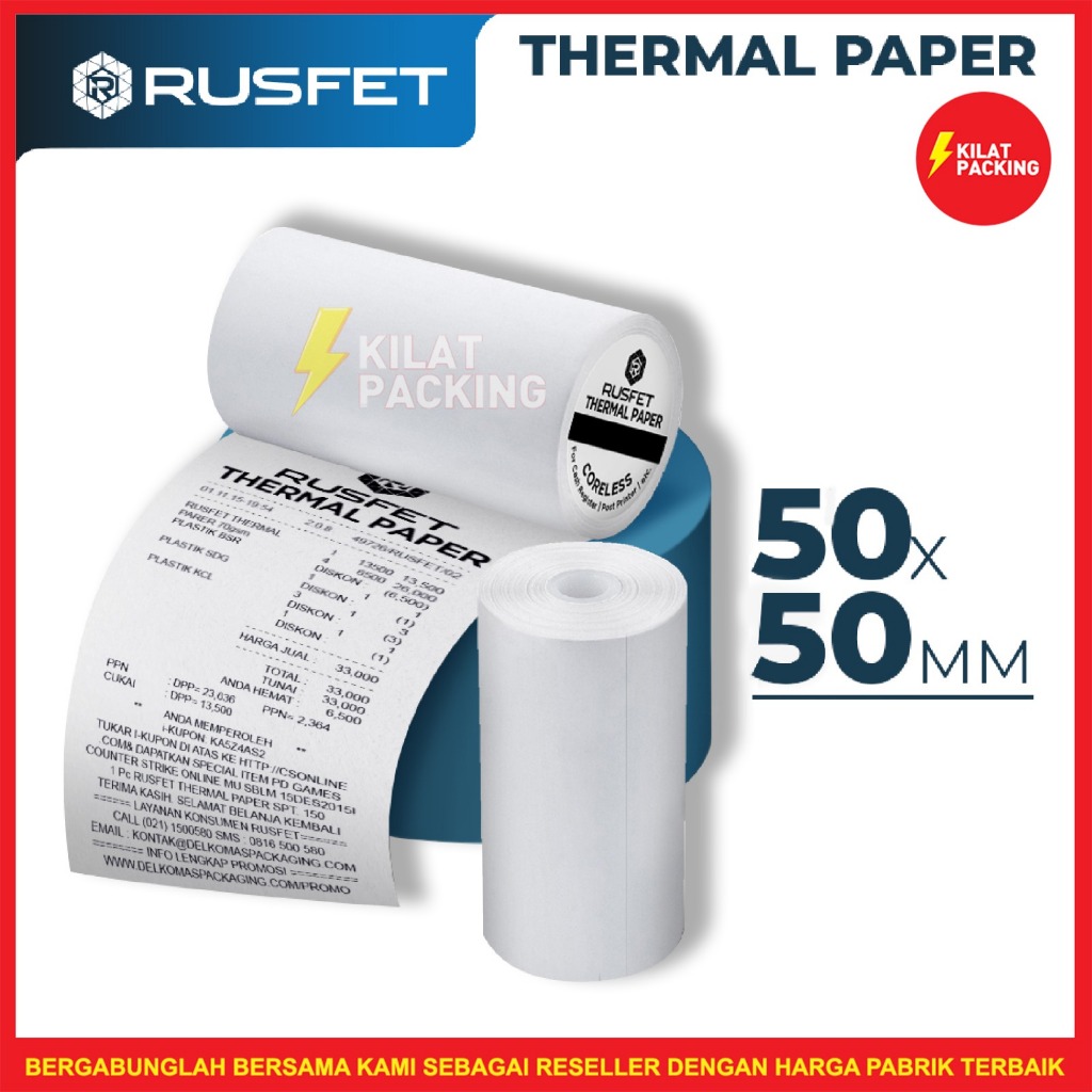 Thermal cash register receipt paper thermal paper 50x50mm rusfet unit ...