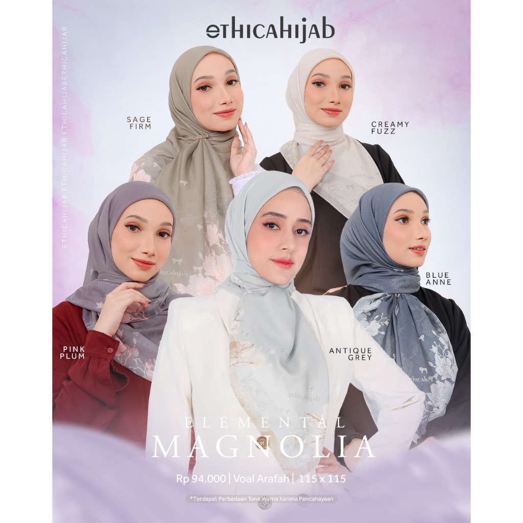 Eticha Hijab Elemental Magnolia Rectangular Voal Motif | Shopee Philippines