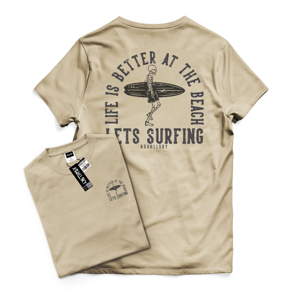 Ashall.Sky Men's & Women's Distro T-Shirt with Lets Surf Motif, Premium ...