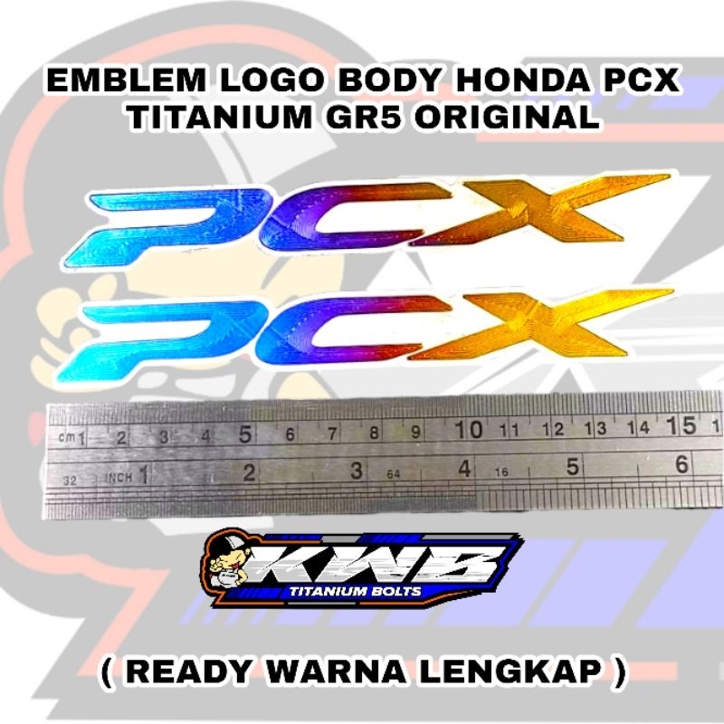 Original honda PCX titanium gr5 body logo emblem, complete color, PCX ...
