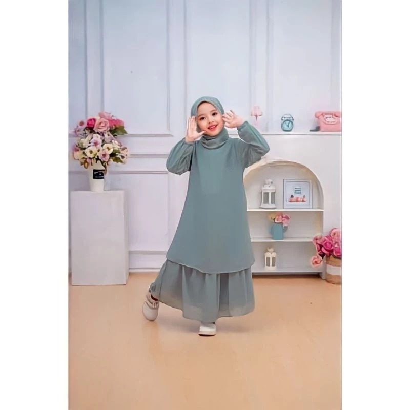 Gamis Malaysia Anggun Children 2-10 Years Material Ceruty Babydoll Full ...