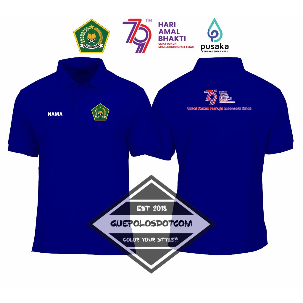 Type D01 - POLOSHIRT AMAL DAY BHAKTI 79th KEMENAG LOGO FREE NAME ...