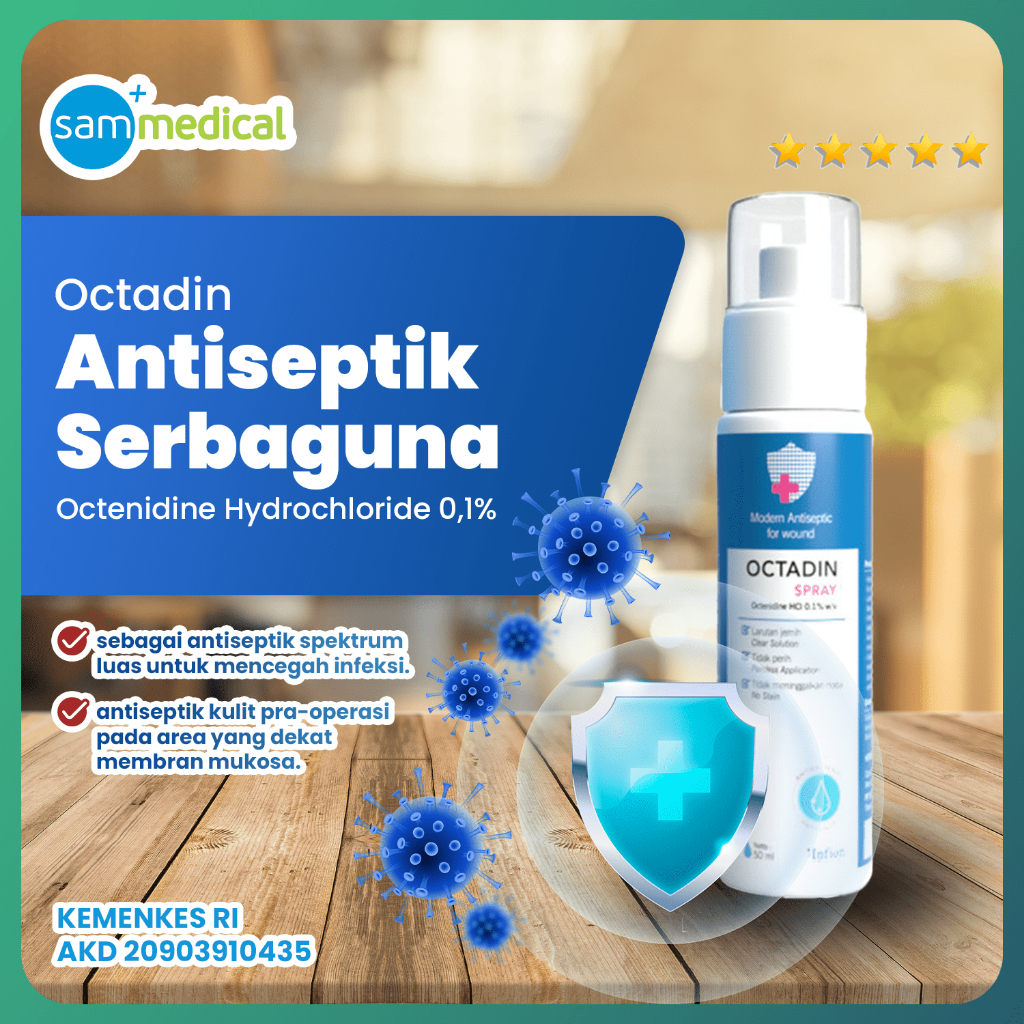 PERALATAN Octadin Antiseptic Spray 50ml / First Aid Equipment / Wound ...