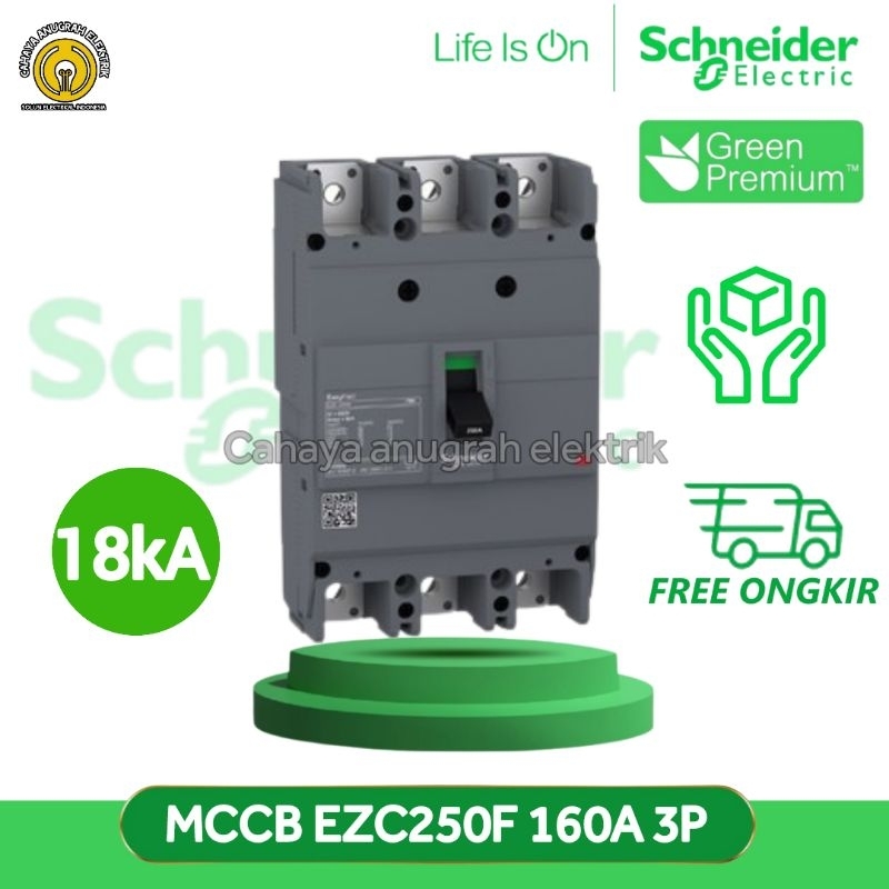 Mccb SCHNEIDER EZC250F 3160 18kA / NFB MCCB EZC250F 160A 3P ORIGINAL ...
