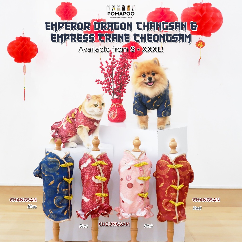 Pomapoo - Emperor Dragon Changsan & Empress Crane Cheongsam Cat Clothes ...