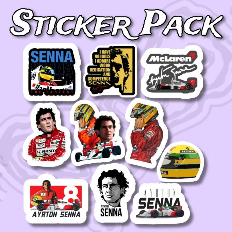 F1 Ayrton Senna Sticker Pack contains 10 waterproof vinyl | Shopee ...