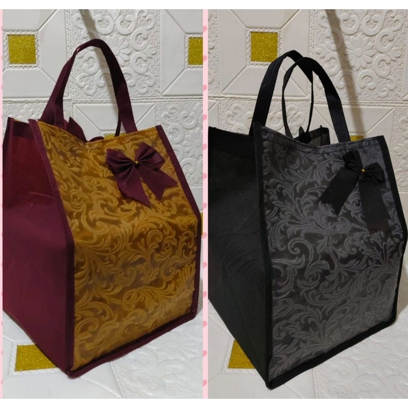 New COMBINATION EMBOSED RIBBON HAJJAN BAG SIZE 22 X 22.Rice BOX BAG ...