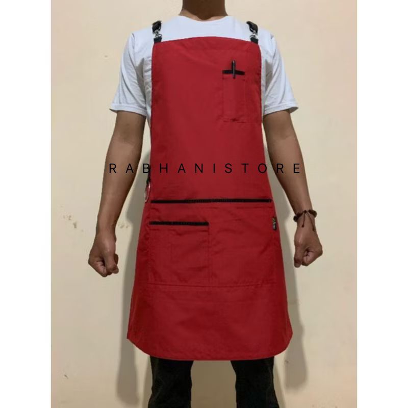 HITAM Cooking apron black strap style barista apron cooking apron ...