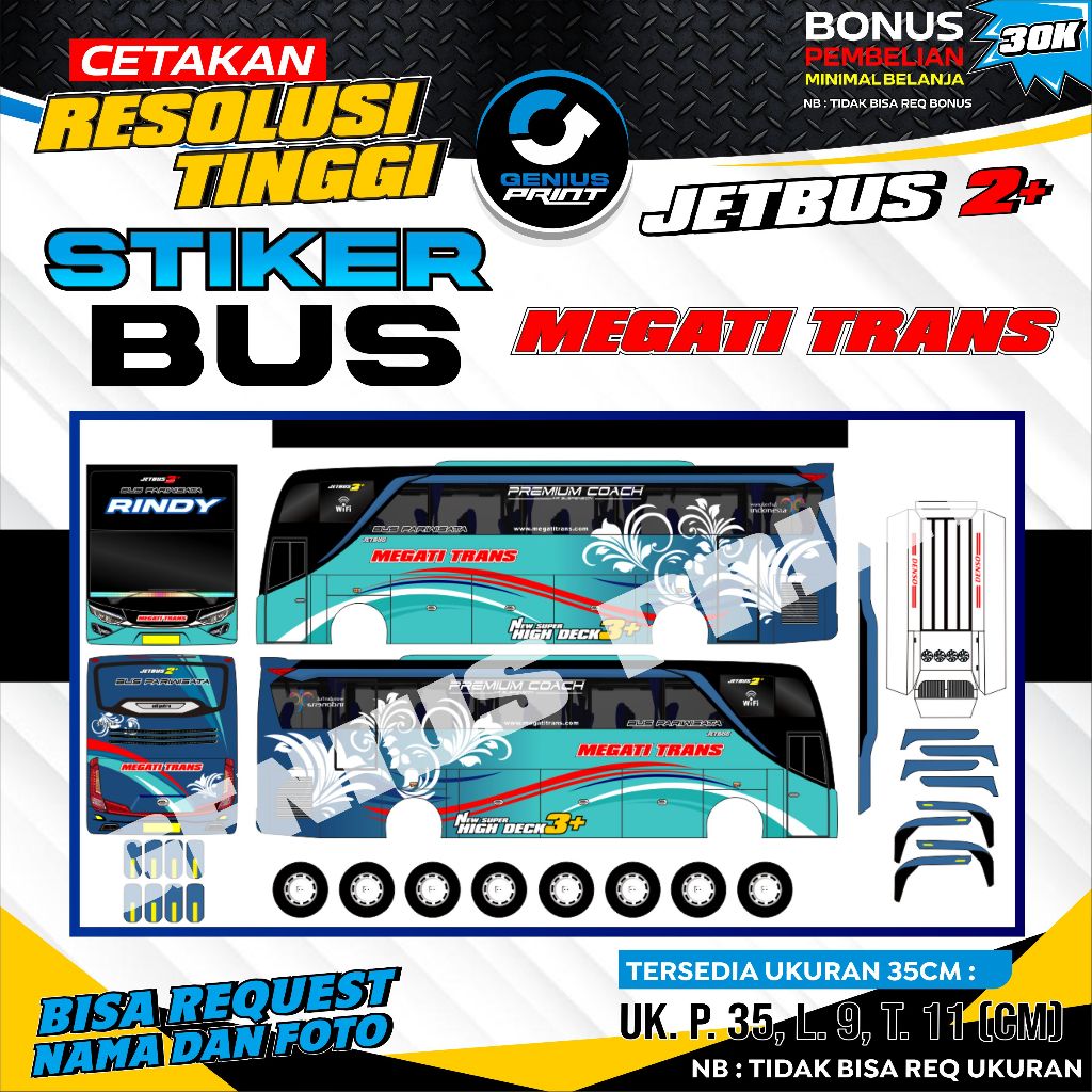 A3 STICKER MINIATURE MINIATURE BUS JETBUS 2 LIVERY MEGATI TRANS ...