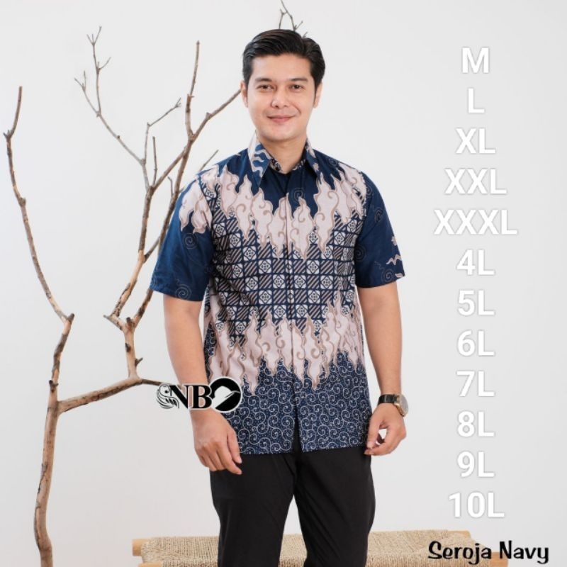 KEMEJA Men's Batik jumbo shirt jumbo size ML XL XXL XXXL 4L 5L 6L 7L 8L 9L 10L Seroja soft color ...