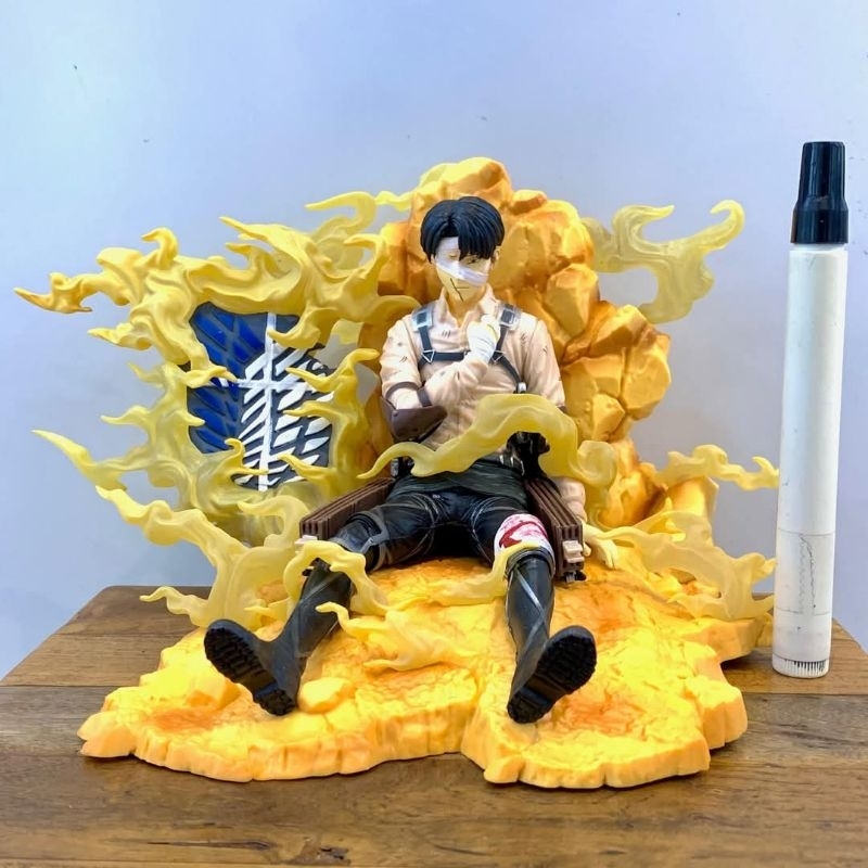Static figure levi ackerman with horseattak on titan sitting with ...