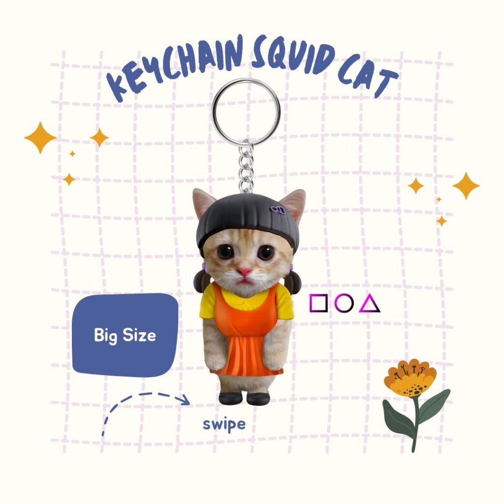 GANTUNGAN Cute Squid Game Cat Keychain | Shopee Philippines