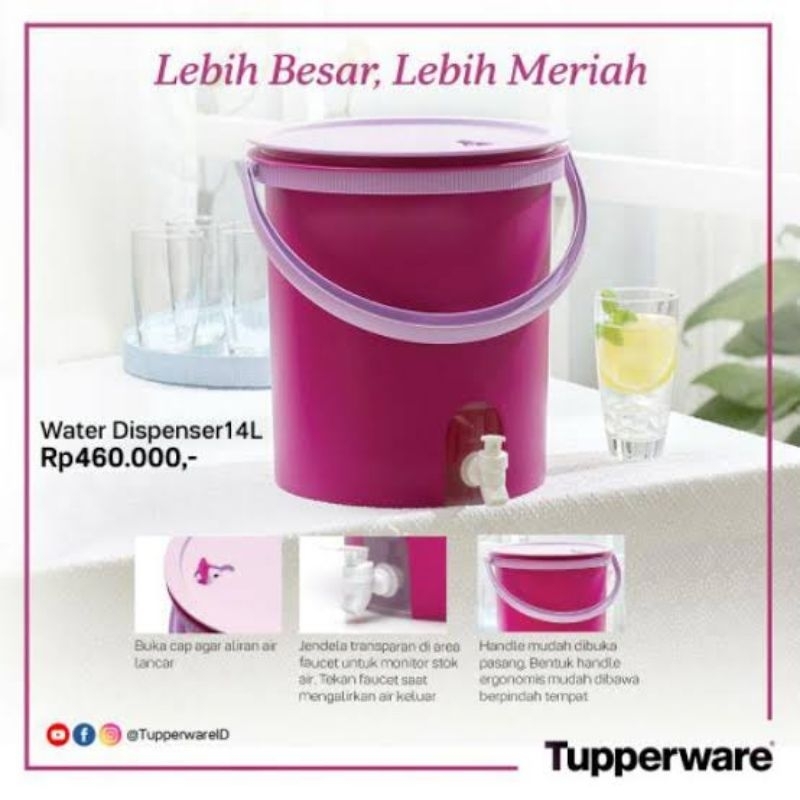 Tupperware Water Dispenser 14 Liter Purple / Portable Infused Water ...
