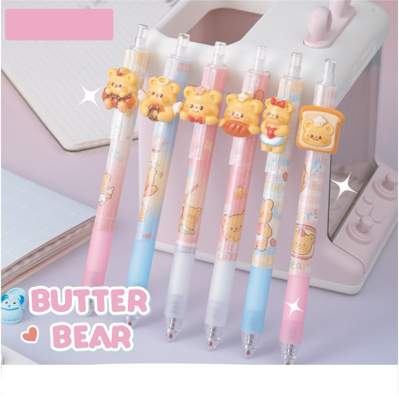 Butter Bear Pen 0.5mm Black Gel Pen Cute Motif Pen | Shopee Philippines