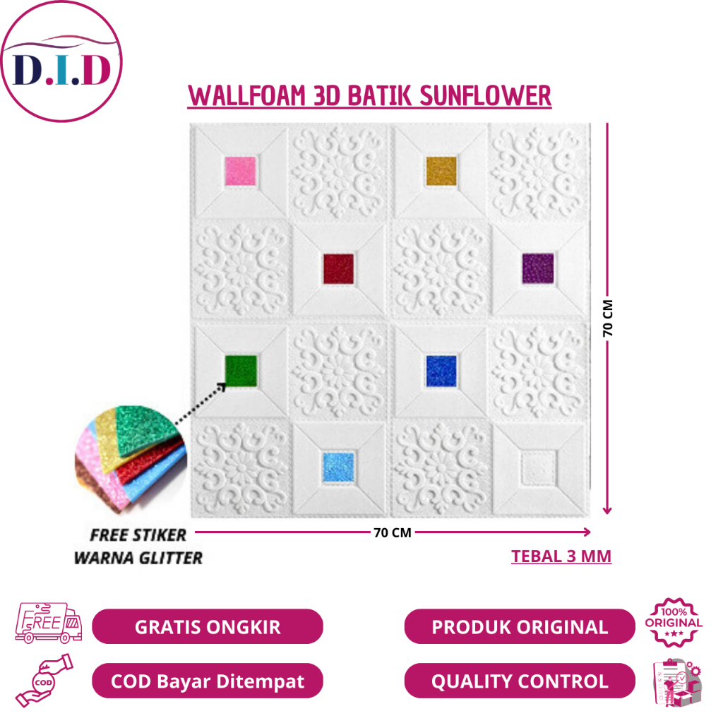 Did - 3D Batik Wall foam Wallpaper 70x70 cm 3mm Thickness Free Glitter ...