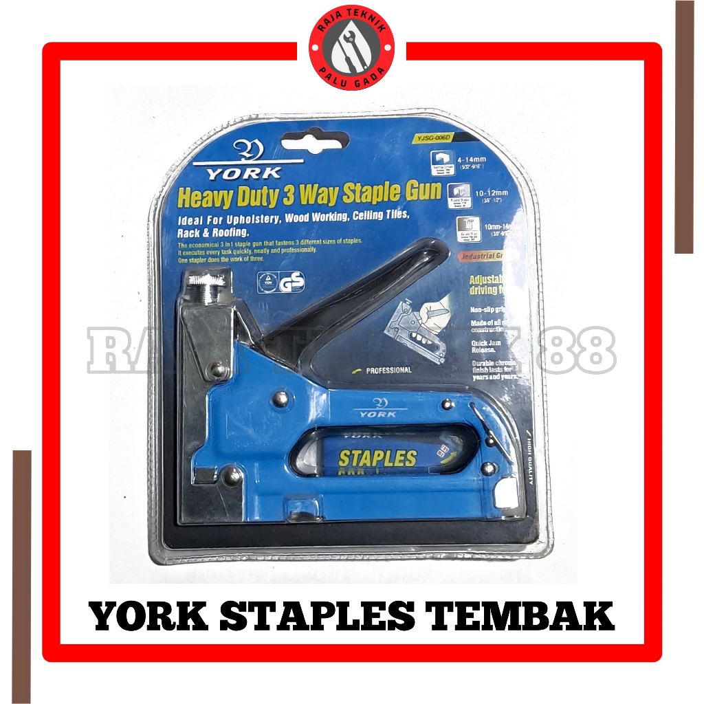 YORK Staples Shoot 3 In 1 Staple Gun Tacker Stapler Hekter Sofa Seat ...