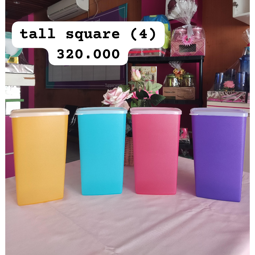 Tupperware - Tall Square Round 2 L(4 pc) | Shopee Philippines