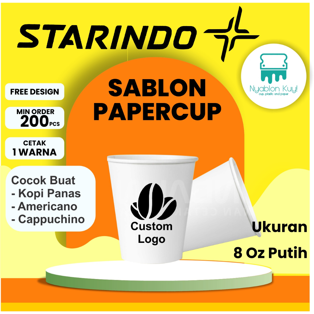 Custom Paper Cup Screen Printing Free Design Order 100 Pcs | Shopee ...