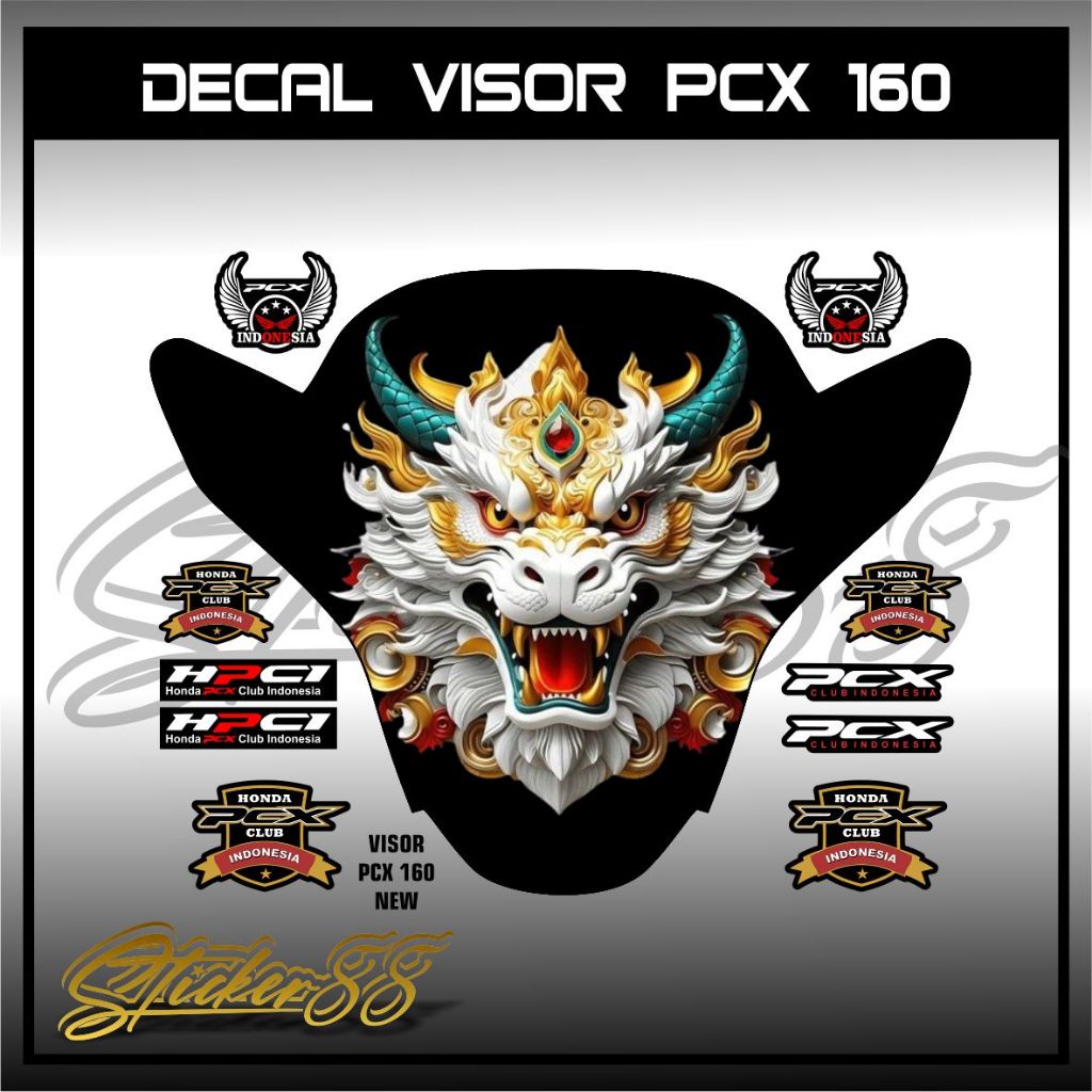 Pcx 160 Winshield Sticker Shield Visor Sticker Dragon Head Variation ...
