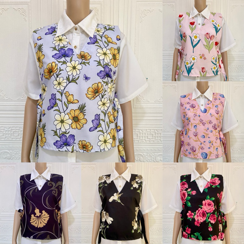 Batik V vest / V neck vest viral office vest | Shopee Philippines