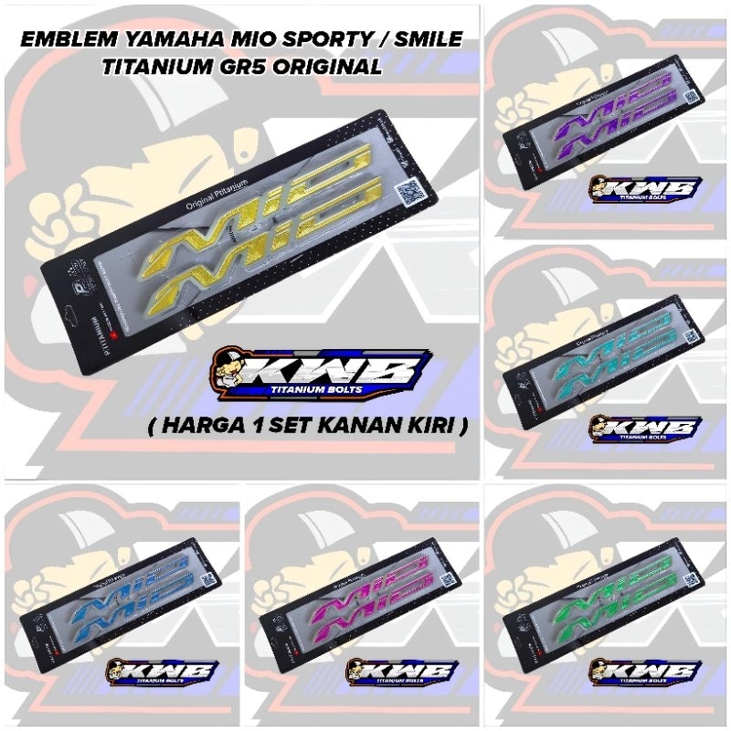 Original yamaha mio slim titanium gr5 body logo emblem, complete color ...