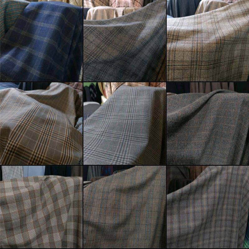 Semi-wool fabric with check pattern, price per 0.5 meter (half meter ...
