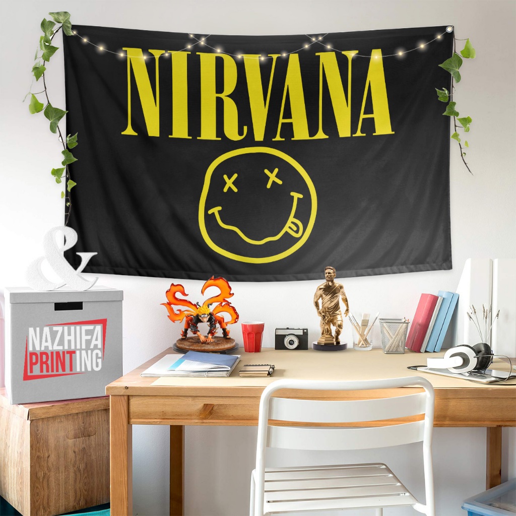 Nazhifa Printing - Nirvana Flag Poster, Wall Decoration, Wall Décor ...