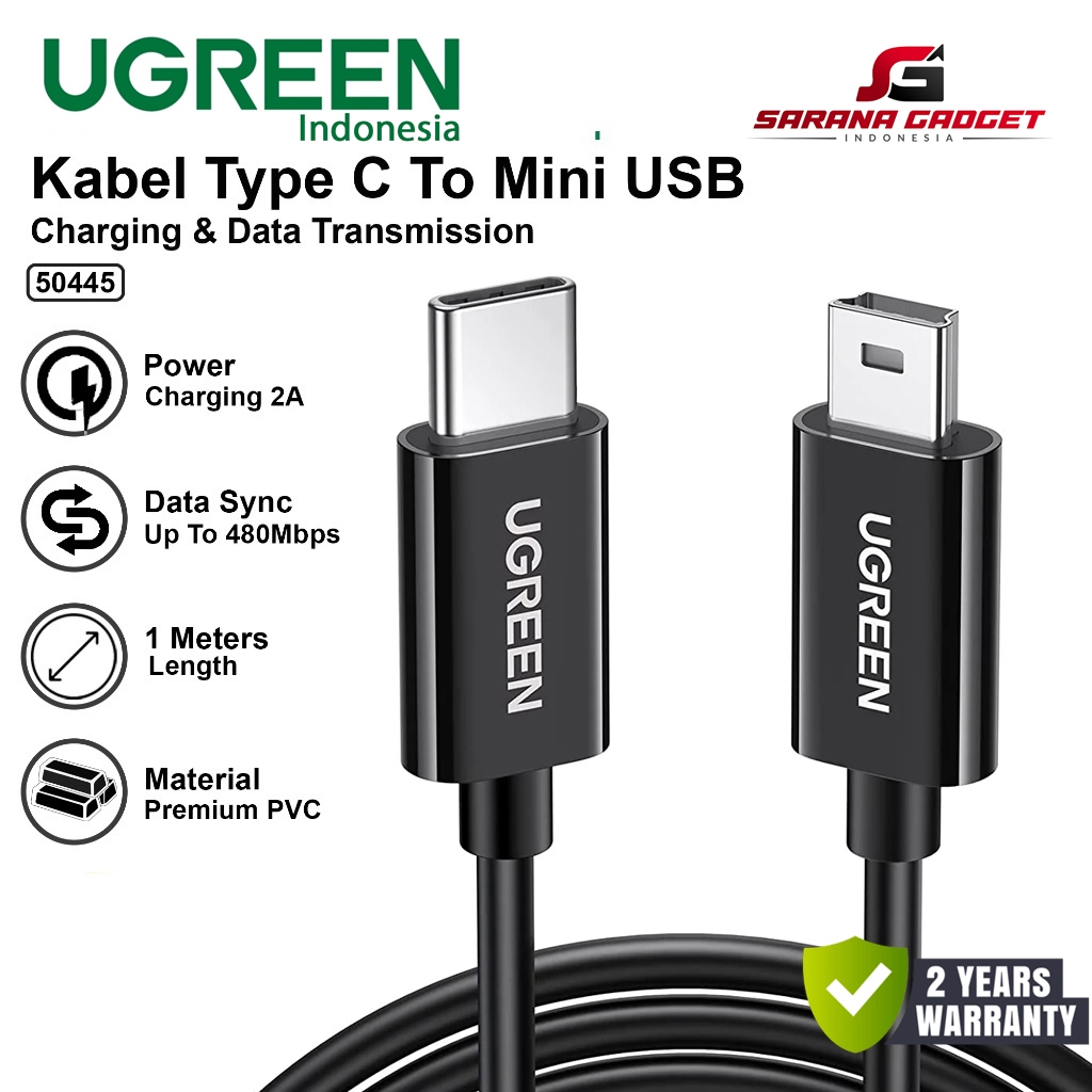 Ugreen 50445 Data Cable TYPE C TO MINI USB 5 Pin Camera Cable Charger ...