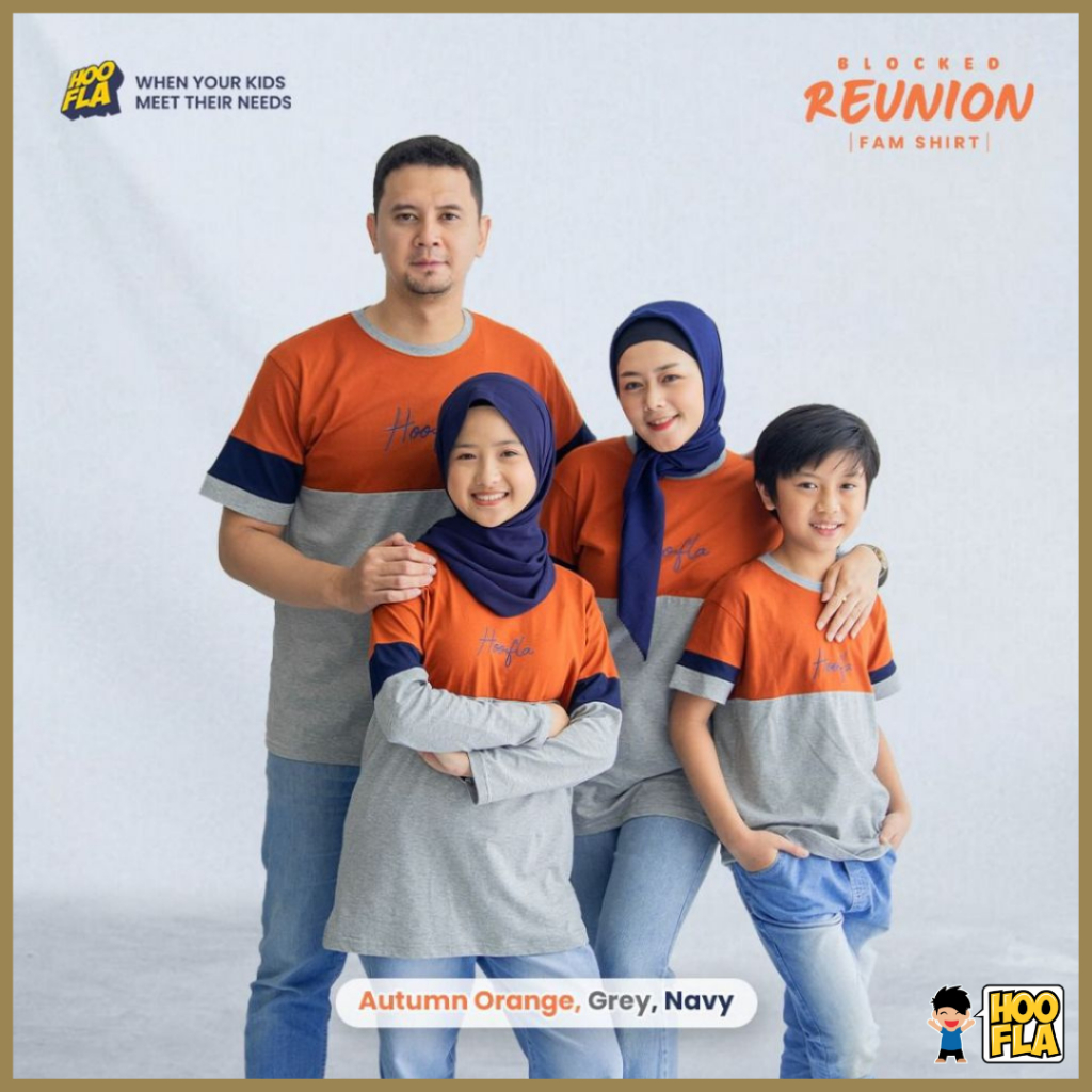 Kaos Couple Family Baju - Block Reunion Fam Shirt Autumn Orange ...