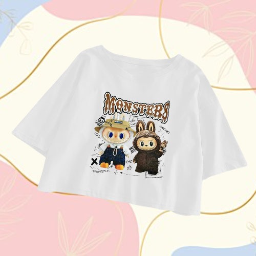 Crop Top Oversize Labubu Monster T-Shirt/Crop Top Labubu Viral For ...