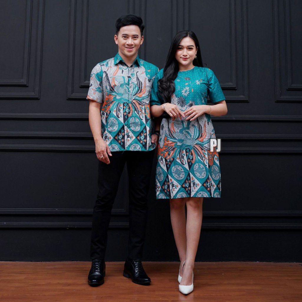 HIJAU Latest short-sleeved batik dress with green kopri motif | Shopee ...