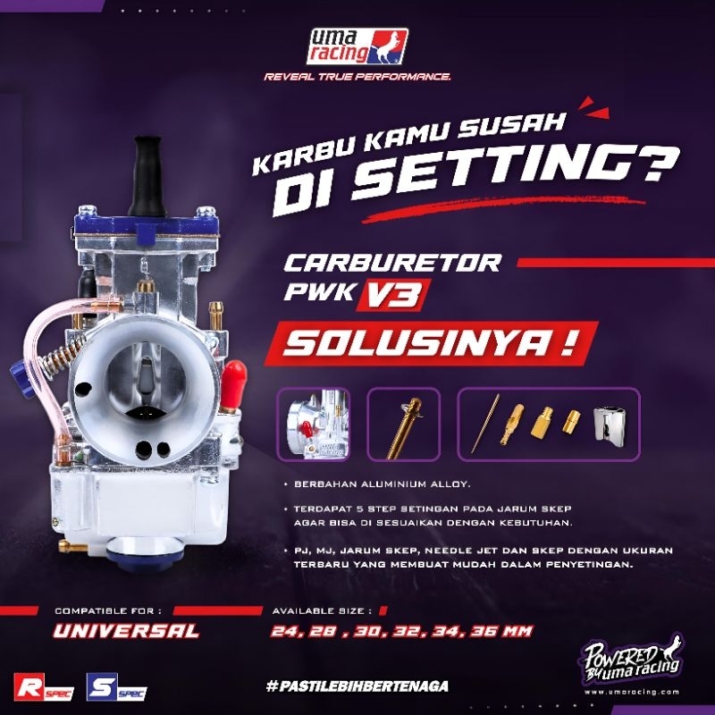 CARBURETOR UMA RACING KARBU PWK UMA RACING V3 24 28 30 32 34 36MM KARBU ...
