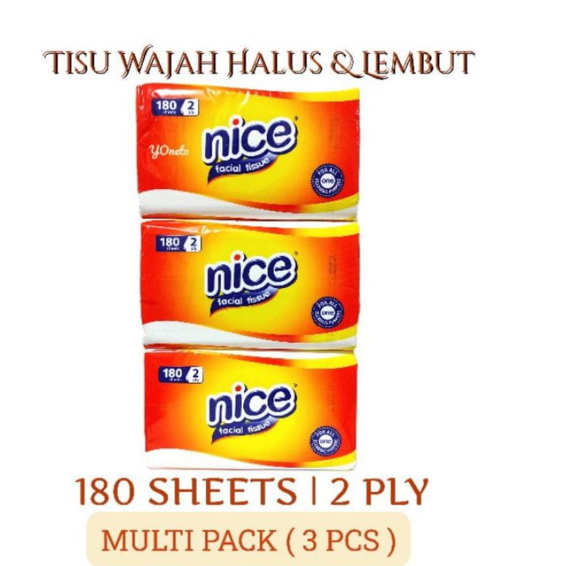 Tissue/tissue NICE 180 sheet 2ply (3PACK NICE tissue Package) | Shopee ...