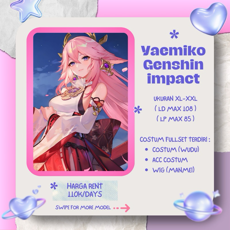 Rental COSPLAY YAEMIKO GENSHIN IMPACT XL | Shopee Philippines