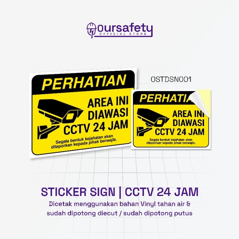 24 hour CCTV monitored sticker | Supervisor Sticker | Cctv Warning ...