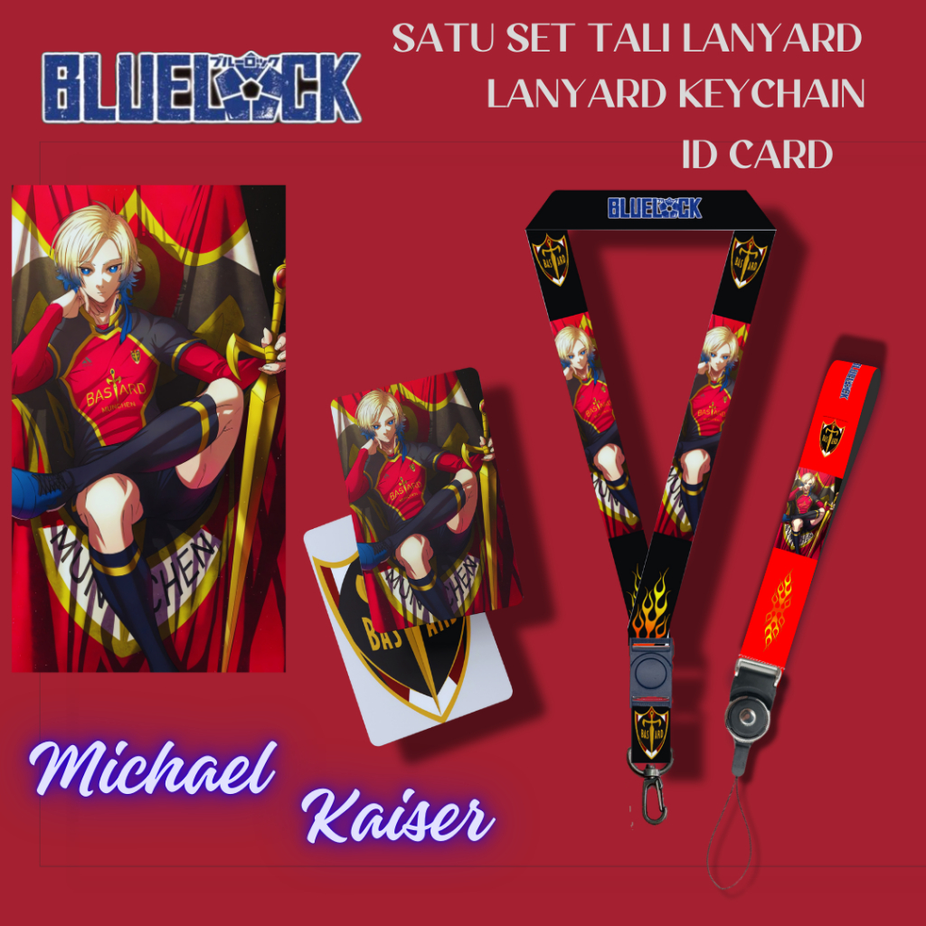 GANTUNGAN ID CARD LANYARD STRAP Blue Lock Kaiser Keychain ID Card Name ...