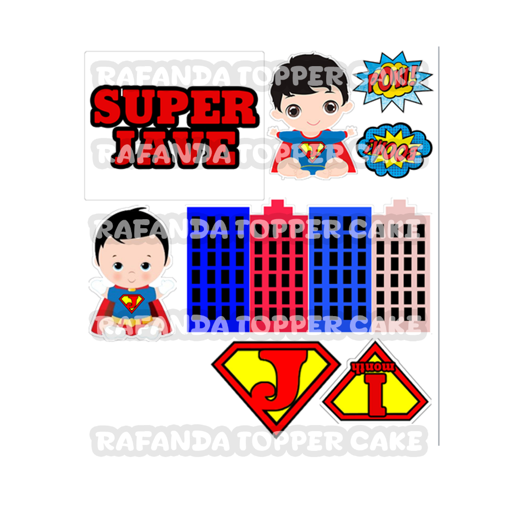 Birthday cake Topper superman chibi Topper birthday sponge custom name ...