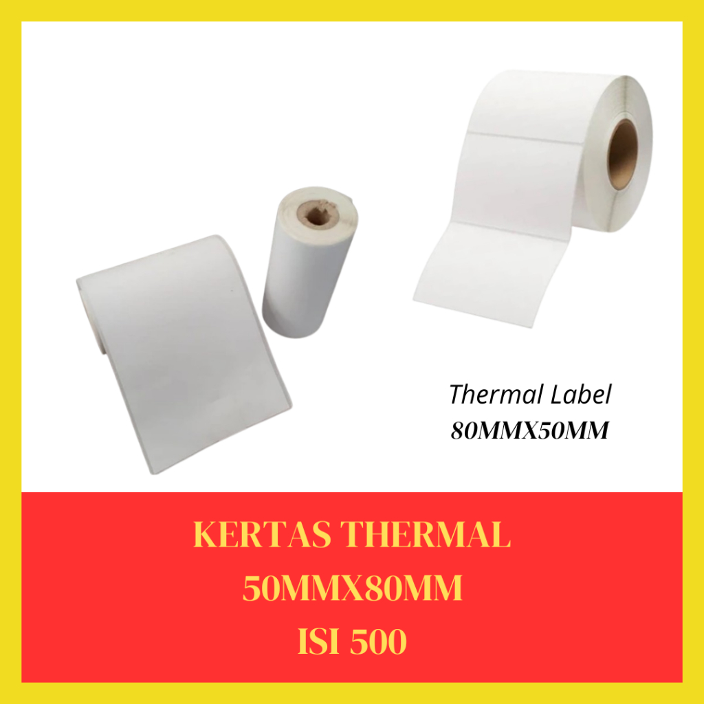 Thermal Receipt Label Sticker Paper 50x80 mm | Contains 500 sheets per ...