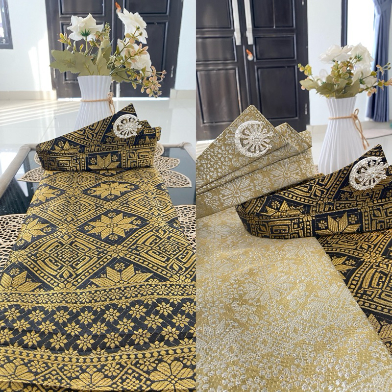 Tanjak Hat and Malay Rumpak Cloth for Adults, Free Brooch, Typical of ...