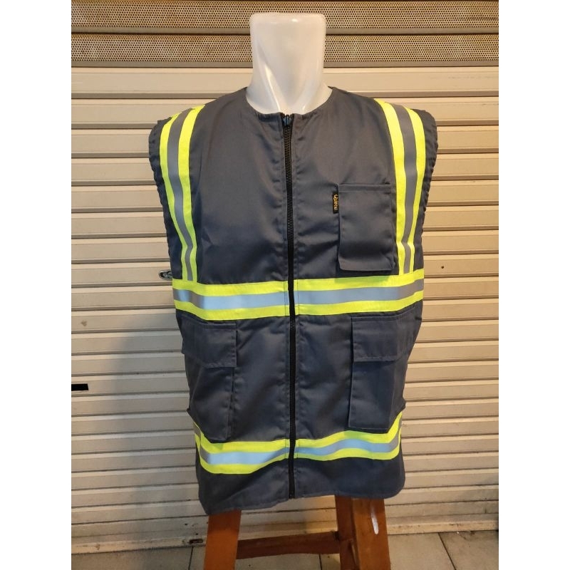Gray DRILL Material SAFETY Vest/Project Work Vest | Shopee Philippines