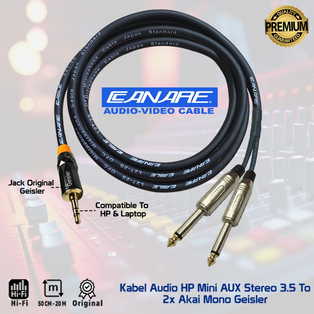 Audio Cable / Mini Stereo Jack Mixer Cable 3.5mm to 2 Akai Mono GEISLER ...