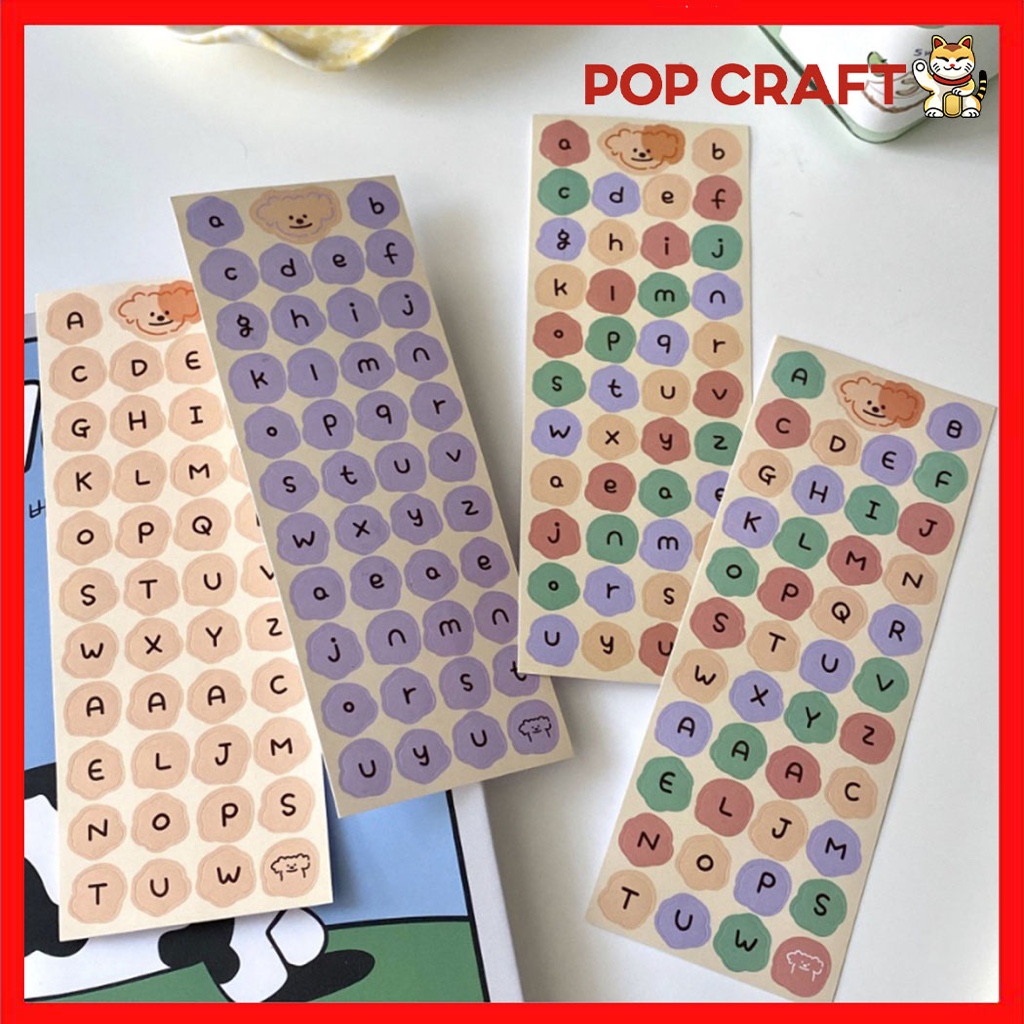 PC Alphabet Stickers Cute Letters Bear Stickers Adhesive Letters For ...