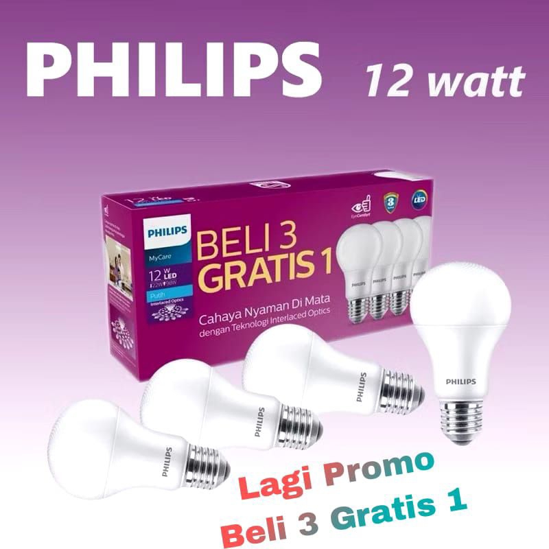 Philips Led Lamp 12 Watt Package of 4Pcs / 19watt Multipack MyCare Bulb ...
