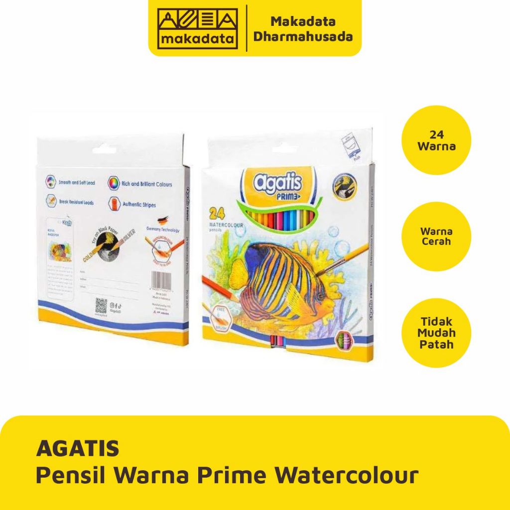 AGATIS COLOR PENCIL 24 COLORS PRIME WATERCOLOUR (1 SET) | Shopee ...