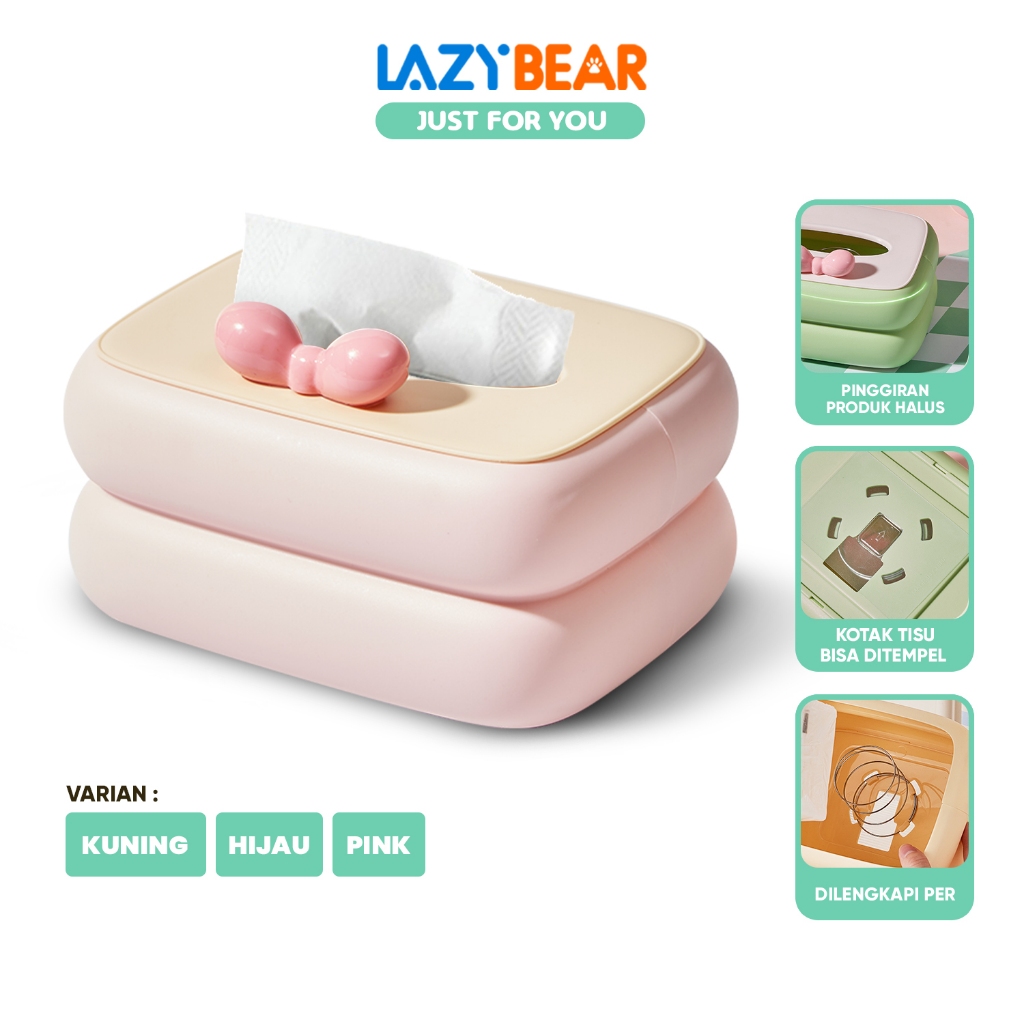 Lazy BEAR Pastel Tissue Box D69/ Coquette Style Tissue Box/ Cake Tissue ...