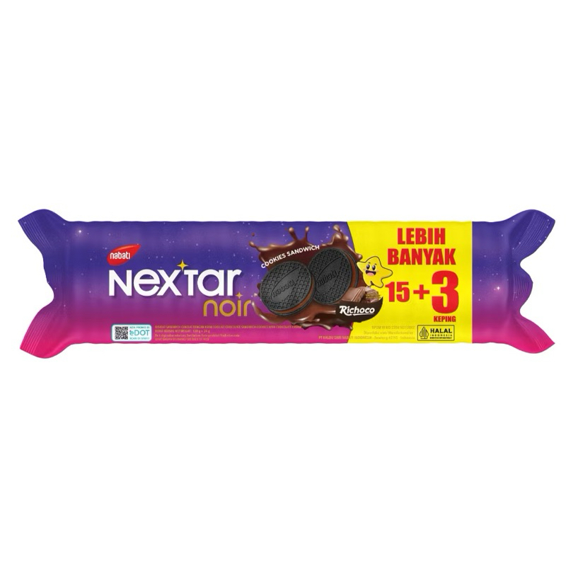 Nabati Nextar Noir Richoco Cookies Sandwich 144g More Contents 15+3 Chocolate Biscuits | Shopee ...
