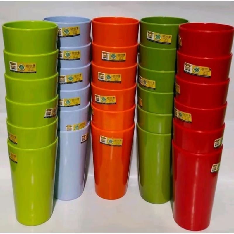 (1 Pcs) Melamine Flat Glass 480 Ml - Melamine Golden Dragon B0402 ...