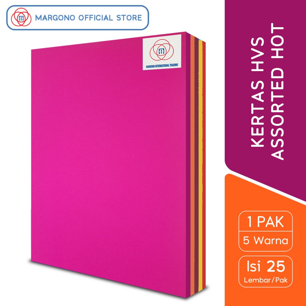 Margono HVS A4 Paper Assorted Hot Colors (5 Colors) 80 gsm - 25 sheets ...